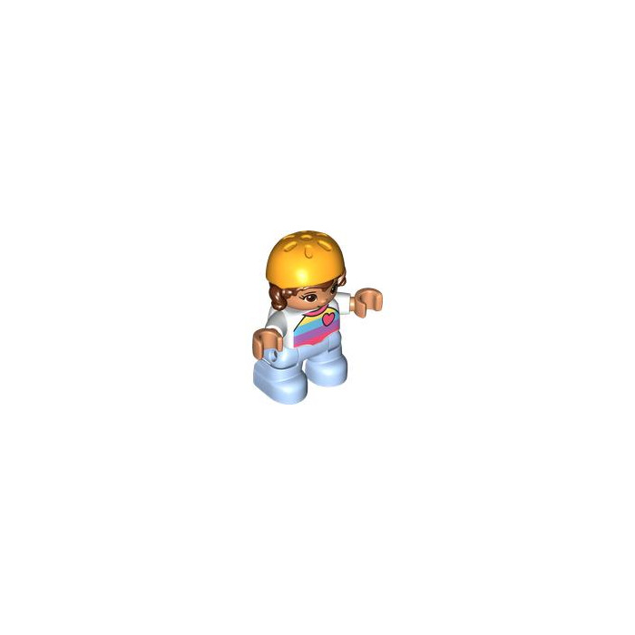 LEGO Girl with White Top with Stripes and Heart with Orange Helmet ...
