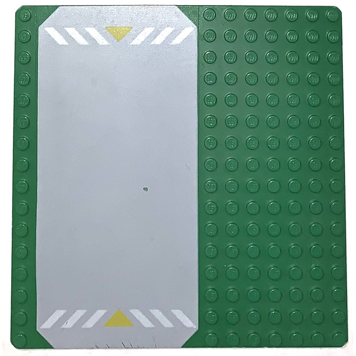 LEGO Green Baseplate 16 x 16 with Driveway with Yellow Triangles (30225 ...