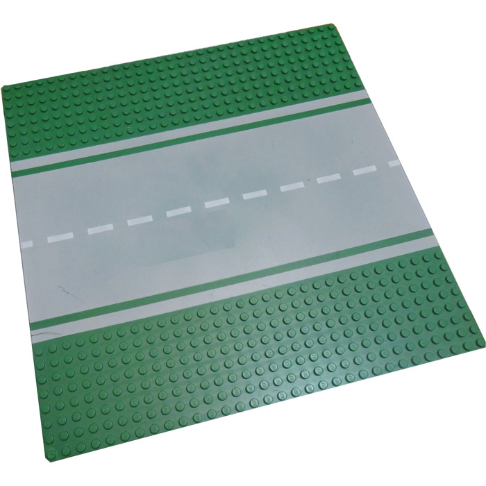 LEGO Green Baseplate 32 x 32 with Straight Road with Green Lines (8 ...