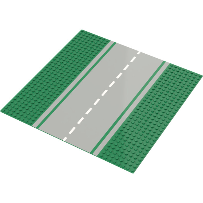 LEGO Green Baseplate 32 x 32 with Straight Road with Green Lines (8 ...