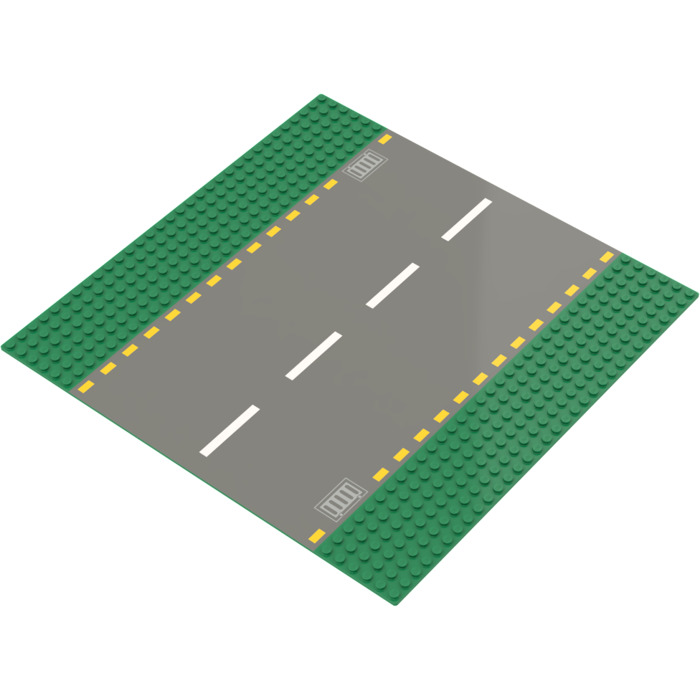 LEGO Baseplate 32 x 32 with Straight Road with Yellow Dashed Lines and ...