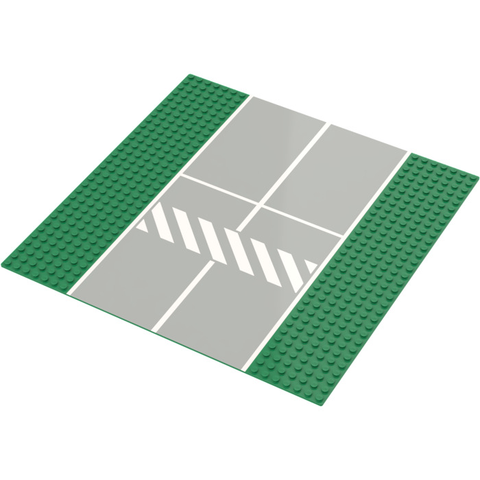 LEGO Green Baseplate 32 x 32 with Straight Runway with Crosswalk (81733 ...