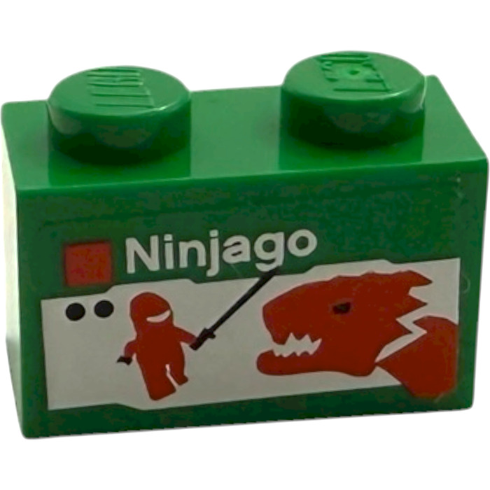 LEGO Brick 1 x 2 with Lego Set Package "Ninjago" Sticker with Bottom ...
