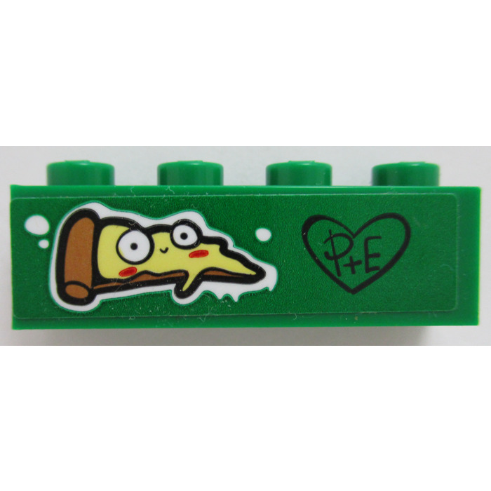 LEGO Green Brick 1 x 4 with Pizza Graffiti Sticker (3010) | Brick Owl ...