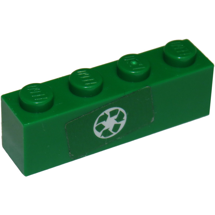 LEGO Green Brick 1 x 4 with Recycle Logo Sticker (3010) | Brick Owl ...