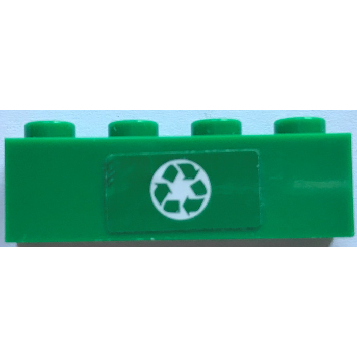 LEGO Green Brick 1 x 4 with Recycle Logo Sticker (3010) | Brick Owl ...