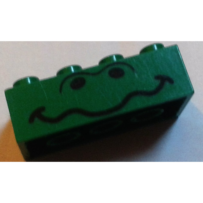 LEGO Green Brick 2 x 4 with Unibrow Eyes and Wavy Mouth (83041 / 83841 ...
