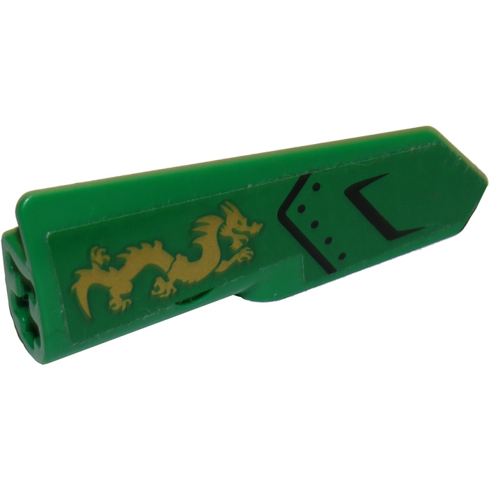 LEGO Green Curved Panel 22 Left with Golden Dragon Right Sticker (11947 ...