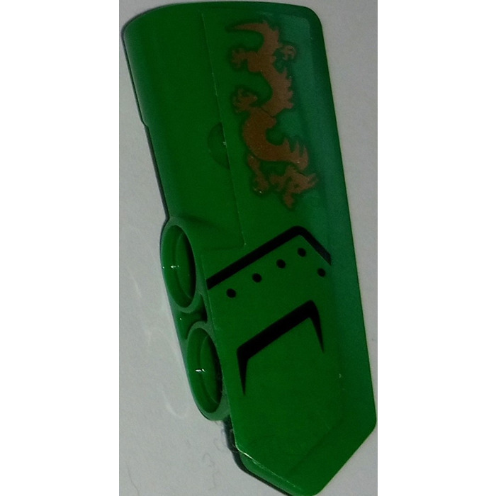 LEGO Green Curved Panel 22 Left with Golden Dragon Right Sticker (11947 ...