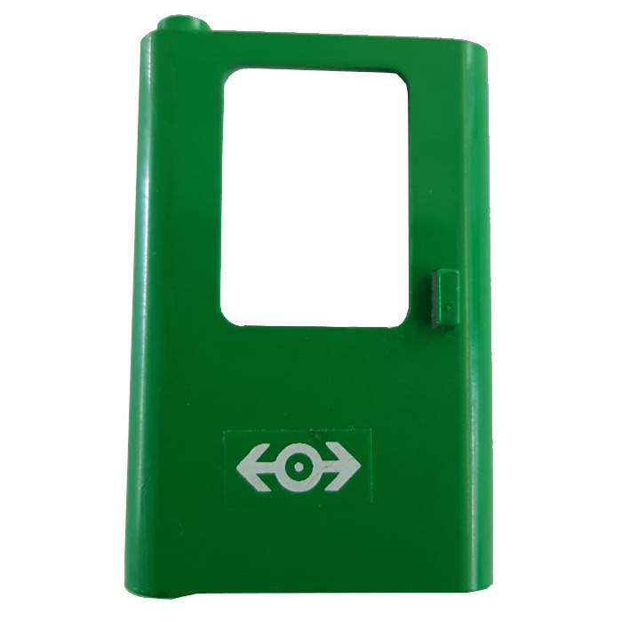 LEGO Green Door 1 x 4 x 5 Train Left with White Train Logo Sticker ...