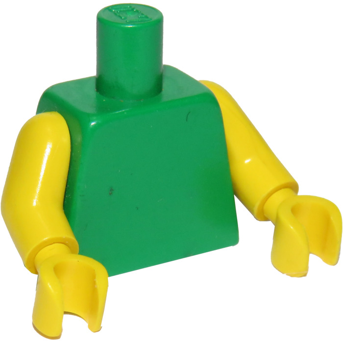LEGO Green Plain Minifig Torso with Yellow Arms and Hands (73403 / ...
