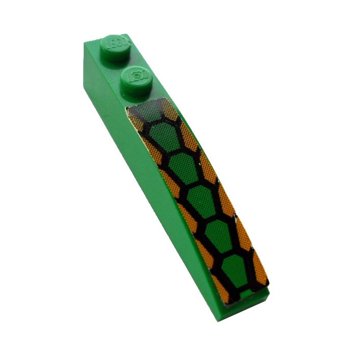 LEGO Green Slope 1 x 6 Curved with Studs with Hexagonal Scale, Yellow ...
