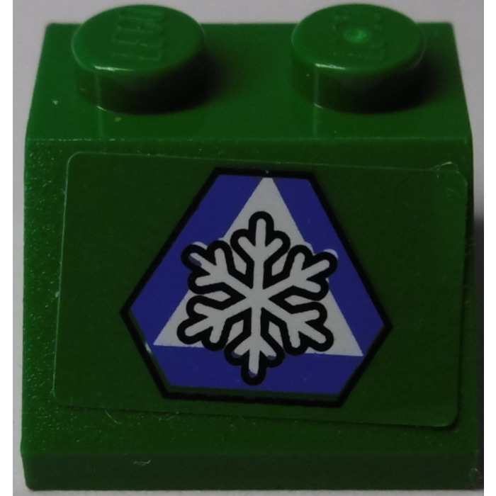 LEGO Green Slope 2 x 2 (45°) with White Snowflake in Blue Triangle ...
