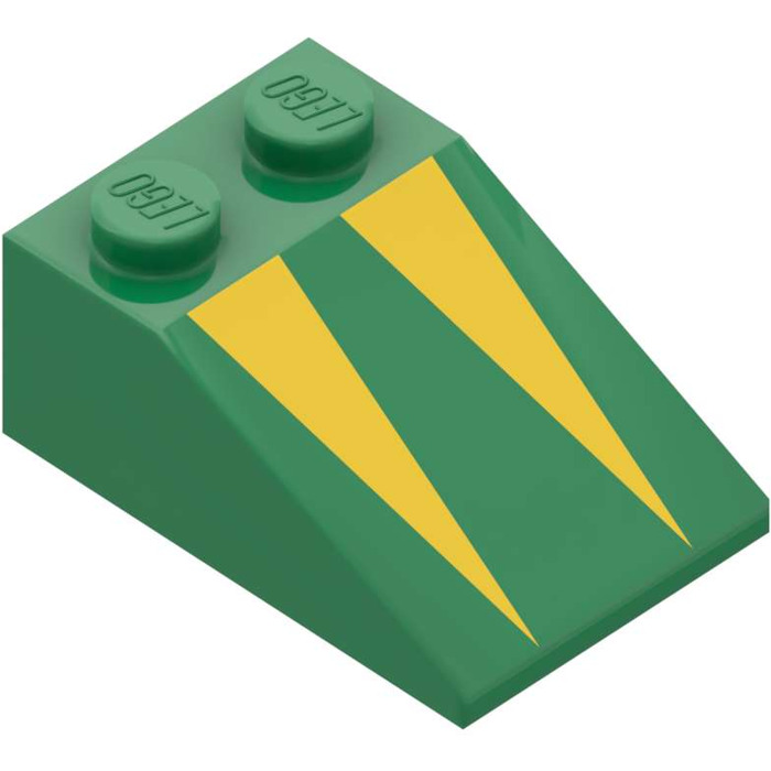 LEGO Green Slope 2 x 3 (25°) with Yellow Triangles (3298) | Brick Owl ...