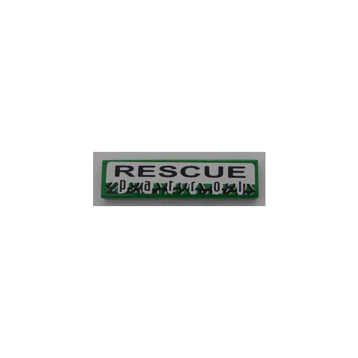 LEGO Green Tile 1 x 4 with Black RESCUE Patrol pattern Sticker (2431 ...