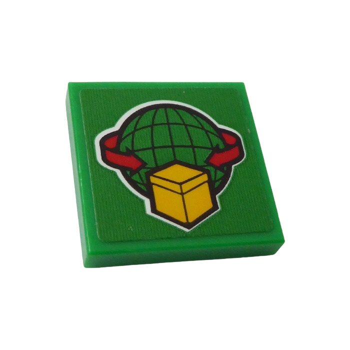 LEGO Green Tile 2 x 2 with Cargo Logo Sticker with Groove (3068 ...