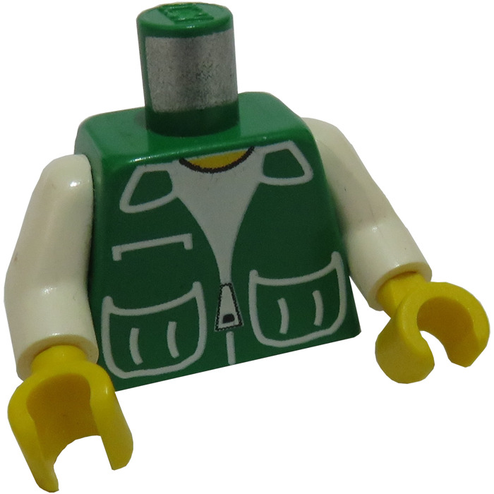 LEGO Torso with Green Vest with Pockets Over White Shirt (73403 / 76382 ...
