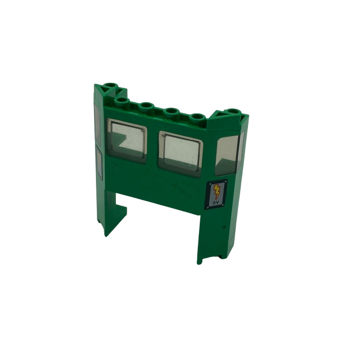 LEGO Green Train Front 2 x 6 x 5 with '9V' and Electric Lightning Bolt ...