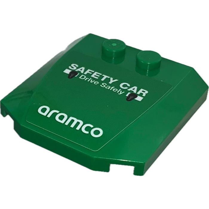 LEGO Green Wedge 4 x 4 Curved with Safety Car Aramco Sticker (45677 ...