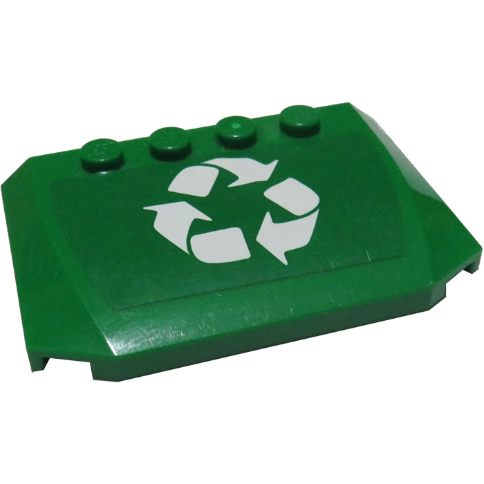 LEGO Green Wedge 4 x 6 Curved with Recycling Logo Sticker (52031 ...