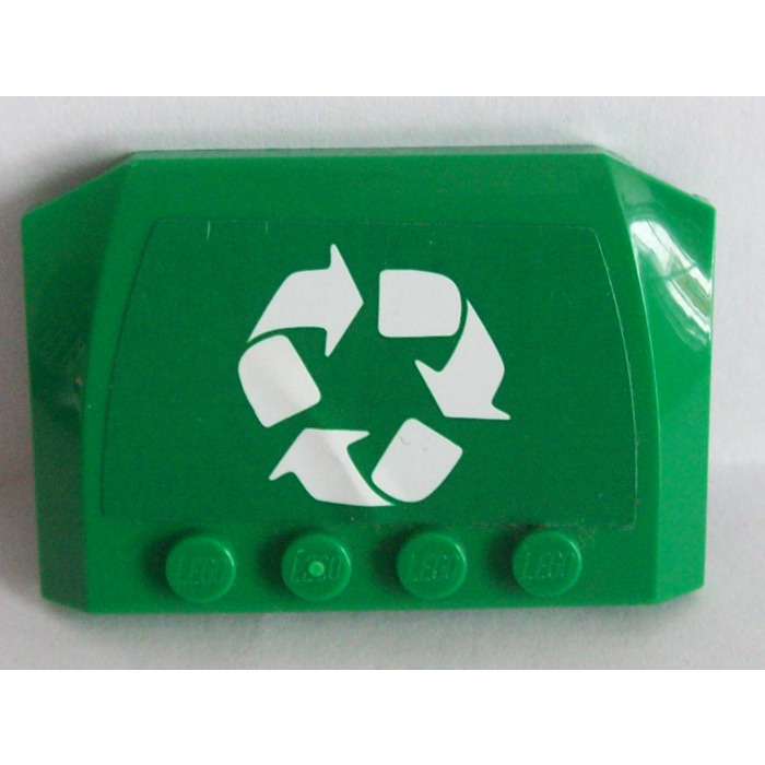 LEGO Green Wedge 4 x 6 Curved with Recycling Logo Sticker (52031 ...