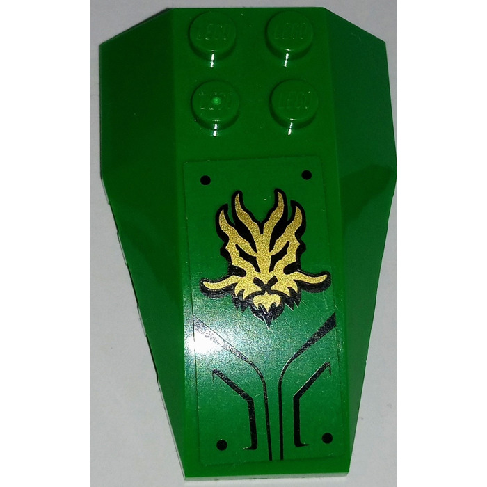 LEGO Green Wedge 6 x 4 Triple Curved with Golden Dragon Head Sticker ...