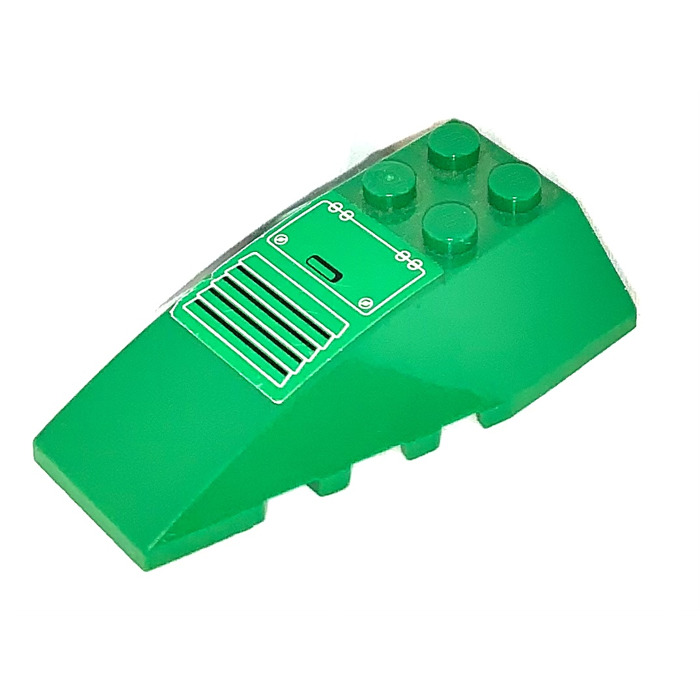 LEGO Green Wedge 6 x 4 Triple Curved with Vents and Hatch Sticker ...