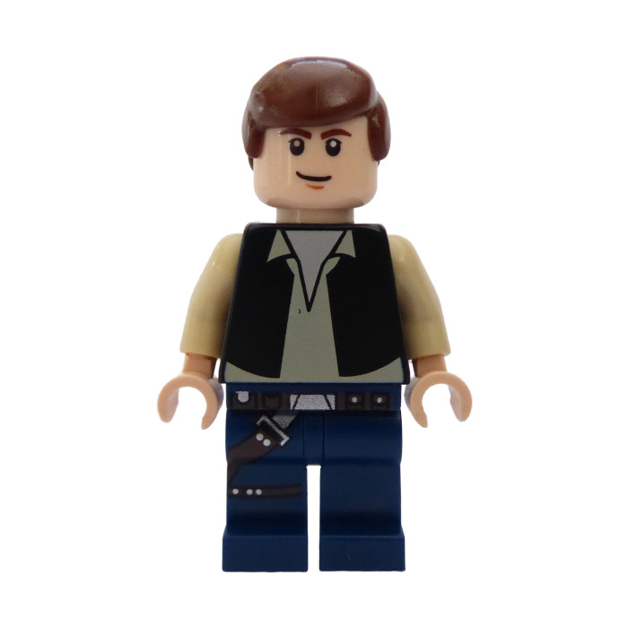 LEGO Han Solo with Black Vest and Dark Blue Printed Legs Minifigure ...