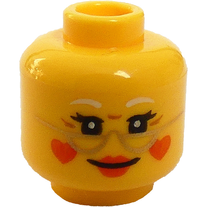 LEGO Head Mrs. Claus with Gold Glasses and Red Heart on Each Cheek ...