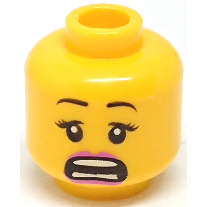 LEGO Head with Black Eyebrows, Red Lips, Scared / Smile with Teeth ...
