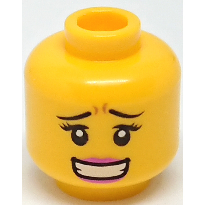 LEGO Head with Black Eyebrows, Red Lips, Scared / Smile with Teeth ...