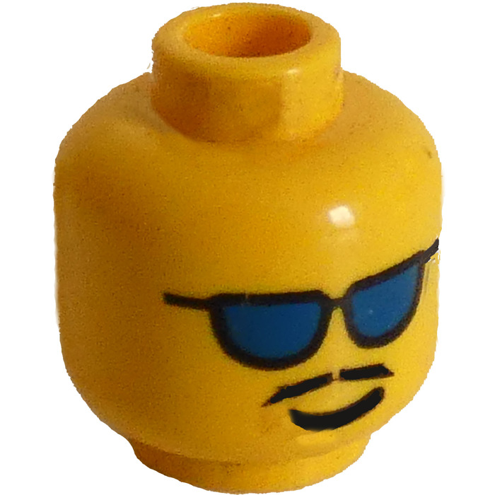 LEGO Head with Blue Sunglasses and Moustache (3626) | Brick Owl