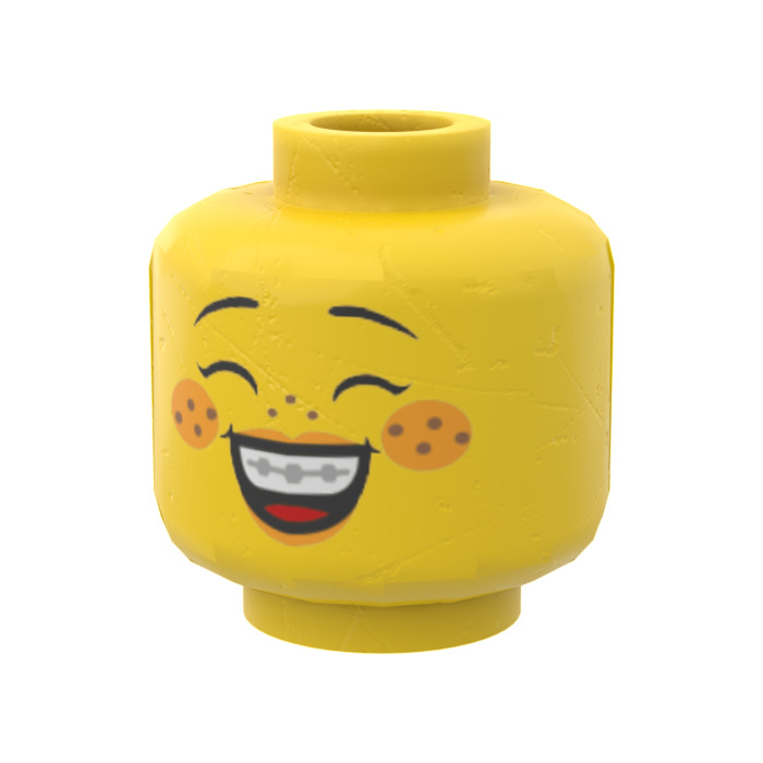 LEGO Head with Bright Light Orange Cheeks and Smile with Braces (3626 / ...