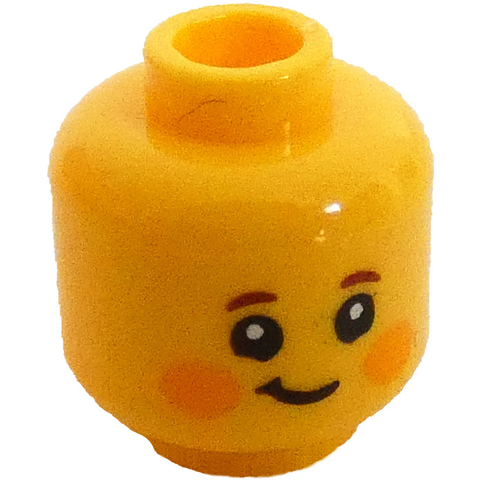 LEGO Head with Child Face with Bright Light Orange Cheeks (3626 ...