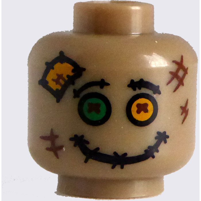 LEGO Head with Green and Yellow Eyes and Stitched Mouth (3626) | Brick ...