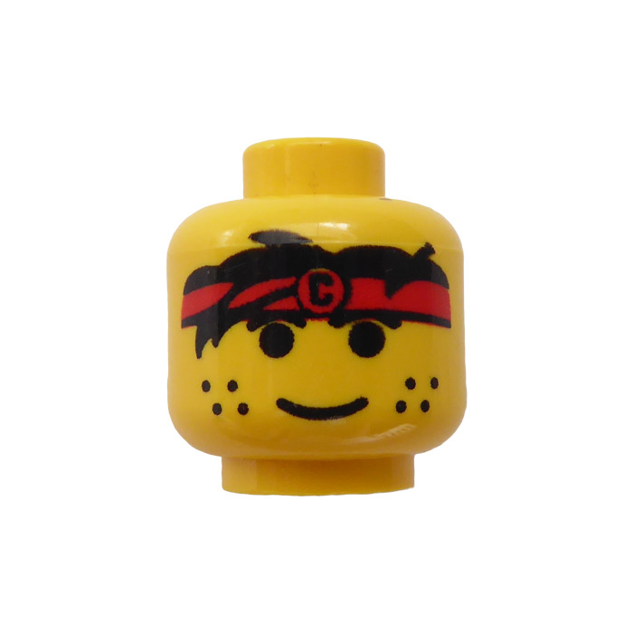 LEGO Head with Red Headband, Black Hair, and Freckles (3626) | Brick Owl