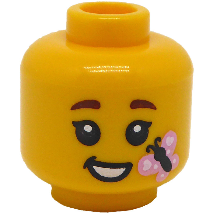LEGO Head with Smile and Pink Butterfly on Cheek (3626) | Brick Owl ...