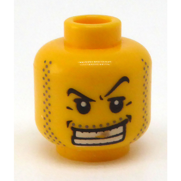 LEGO Head with Stubble, Wide Grin, Gold Tooth and Arched Eyebrow (13628 ...