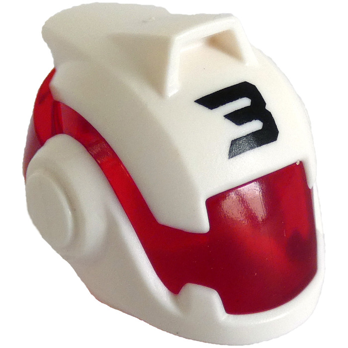 LEGO Helmet with Transparent Red Visor and ‘3’ (110392) | Brick Owl
