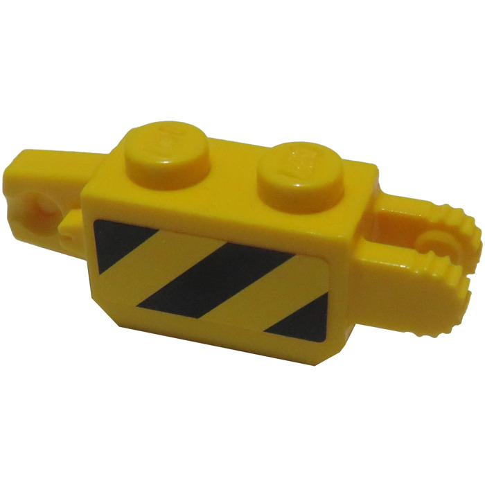 LEGO Hinge Brick 1 x 2 Vertical with Black and Yellow Danger Stripes ...