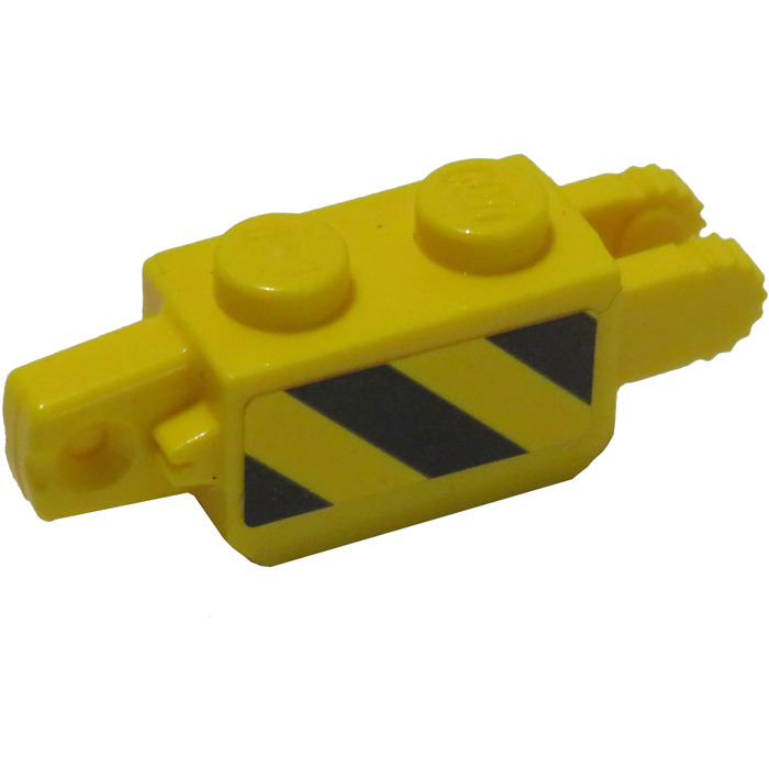LEGO Hinge Brick 1 x 2 Vertical with Black Danger Stripes (Both Sides ...