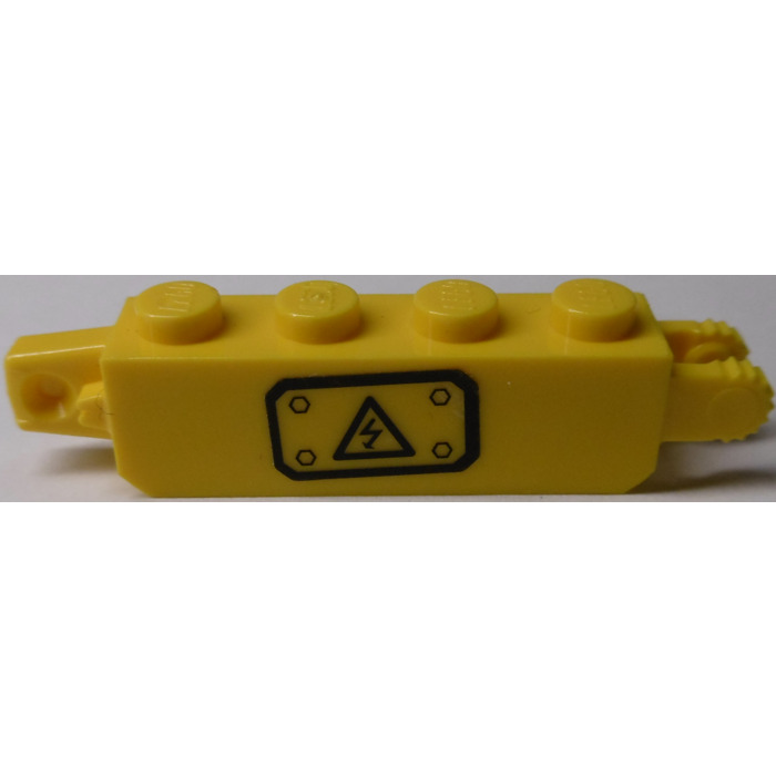 LEGO Hinge Brick 1 x 4 with Fingers with Black Electricity Danger Sign ...