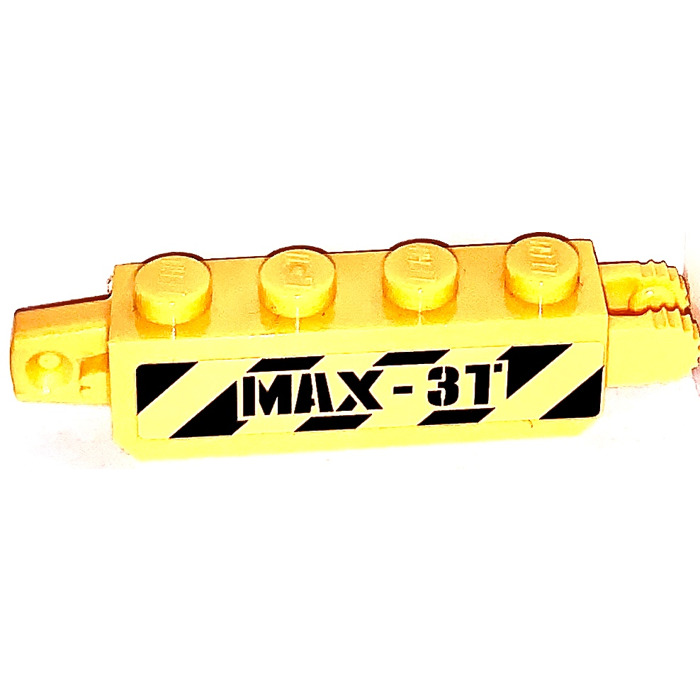 LEGO Hinge Brick 1 x 4 with Fingers with danger stripes and 'MAX-3T ...