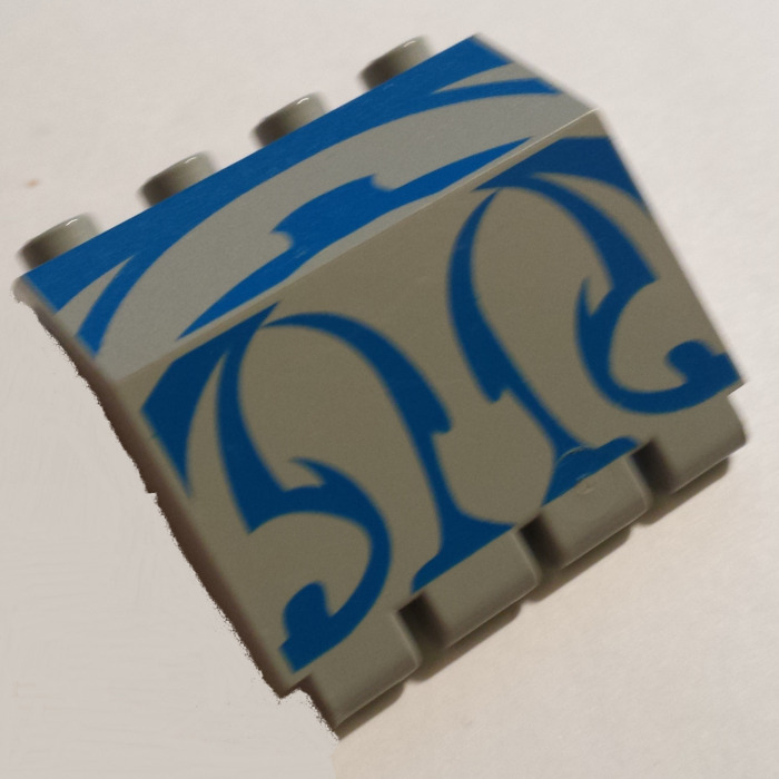 LEGO Hinge Panel 2 x 4 x 3.3 with Blue swirly decoration (2582 / 83826 ...