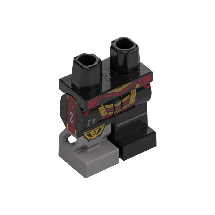 LEGO Hips and Legs with Strap and Flat Silver Prosthetic Right Lower ...