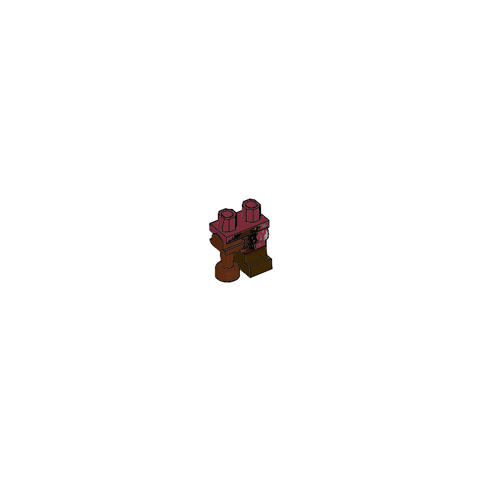 LEGO Hips with Dark Red Left Leg with Dark Brown Boot and Reddish Brown ...