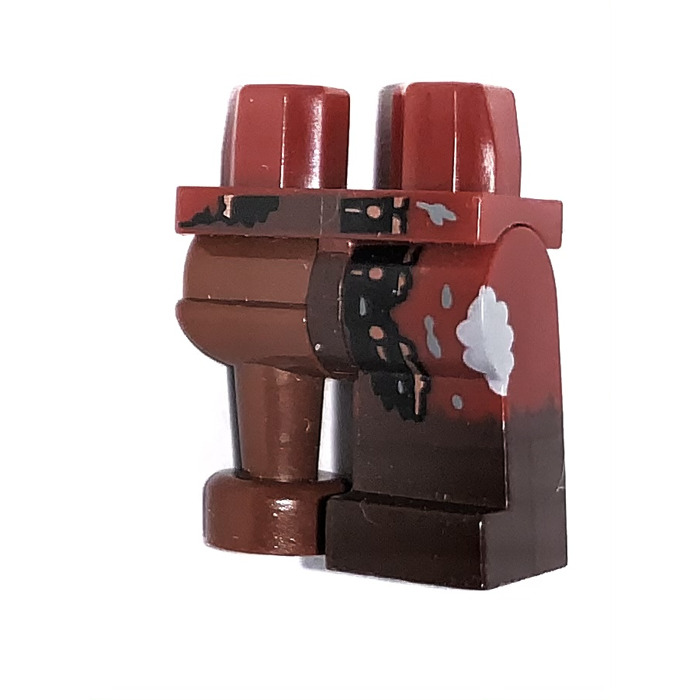 LEGO Hips with Dark Red Left Leg with Dark Brown Boot and Reddish Brown ...