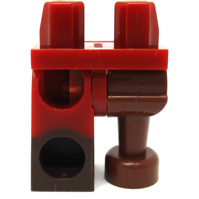 LEGO Hips with Dark Red Left Leg with Dark Brown Boot and Reddish Brown ...