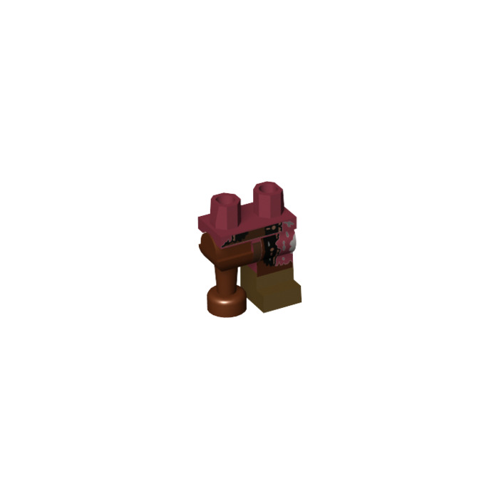 LEGO Hips with Dark Red Left Leg with Dark Brown Boot and Reddish Brown ...