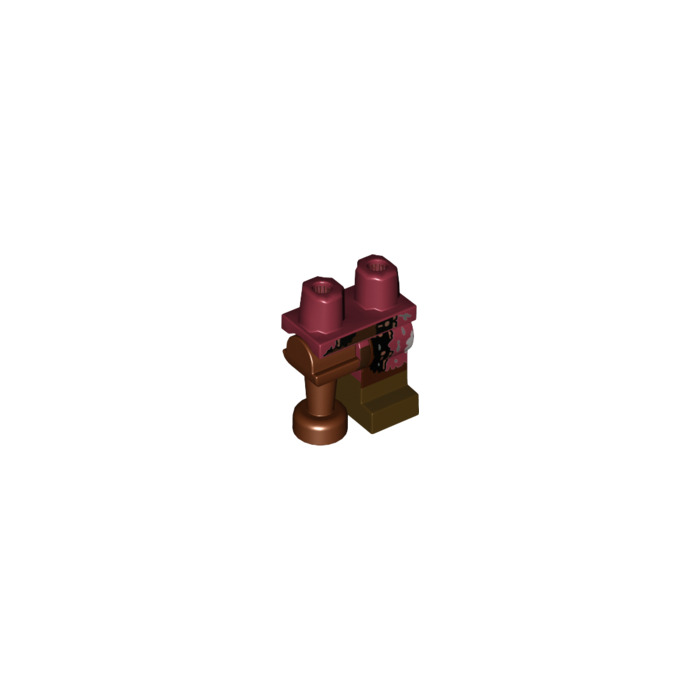 LEGO Hips with Dark Red Left Leg with Dark Brown Boot and Reddish Brown ...